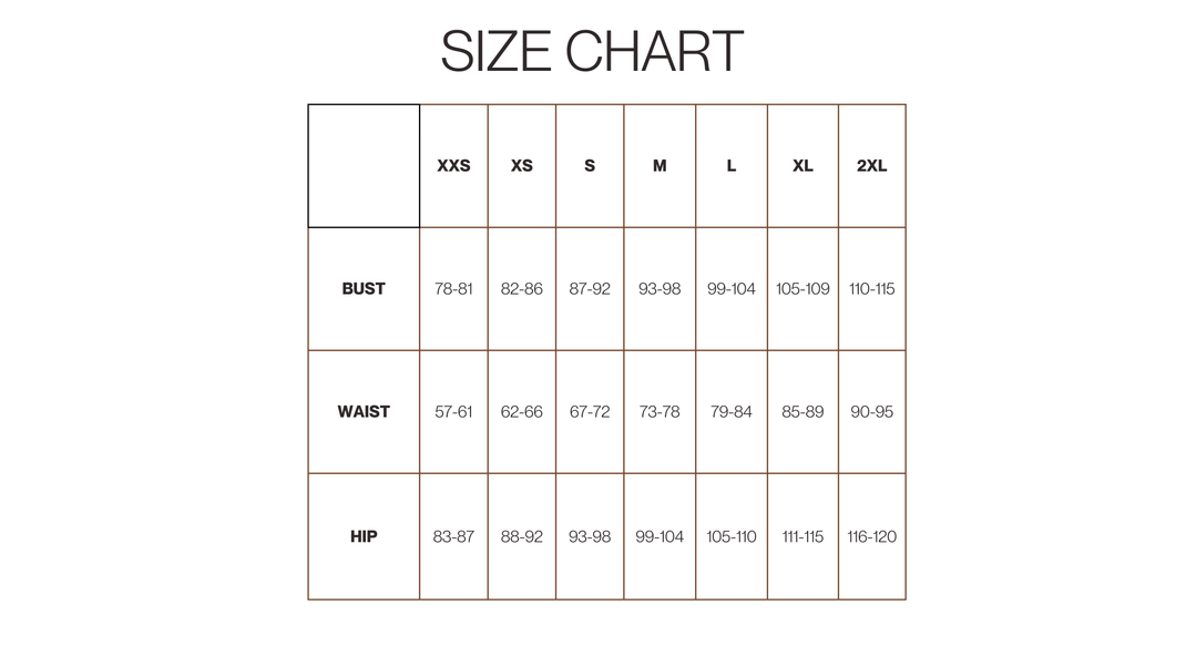 size chart – NUBE LIGHTWEAR